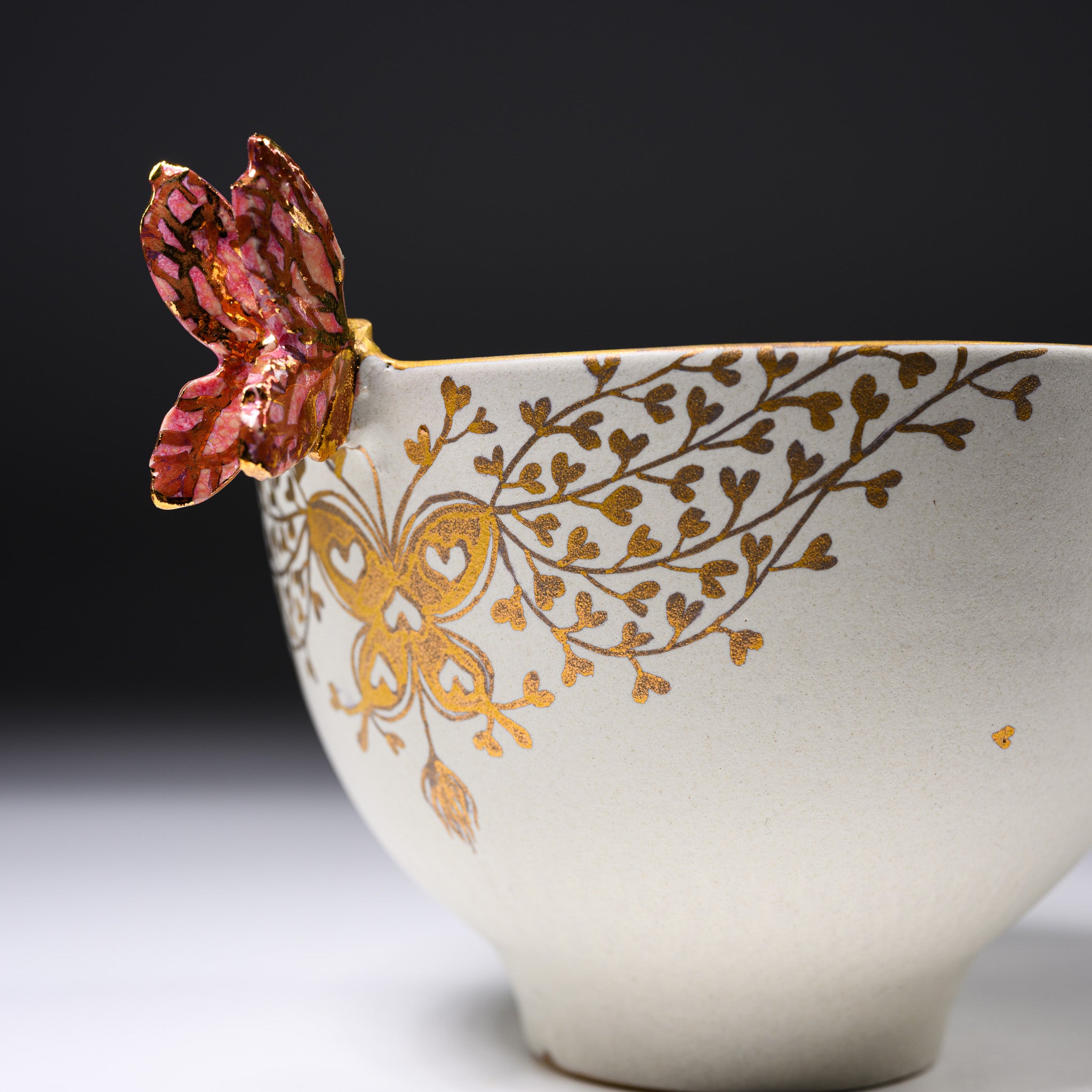 Butterfly Hand made Matcha Bowl - Golden Branch by Yutaka Ono – Osara ...