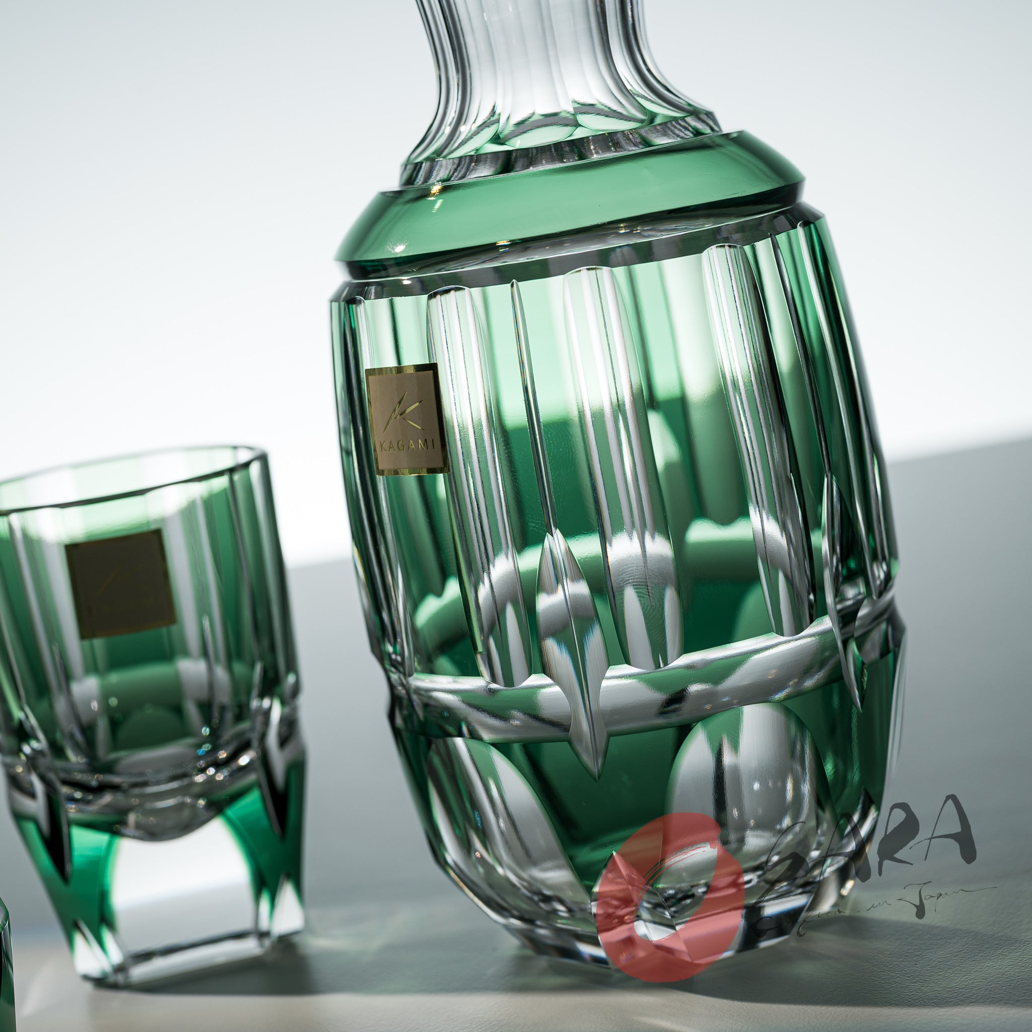 KAGAMI Crystal Edo-Kiriko Sake Set - Bamboo / 竹の膳 | Osara Australia