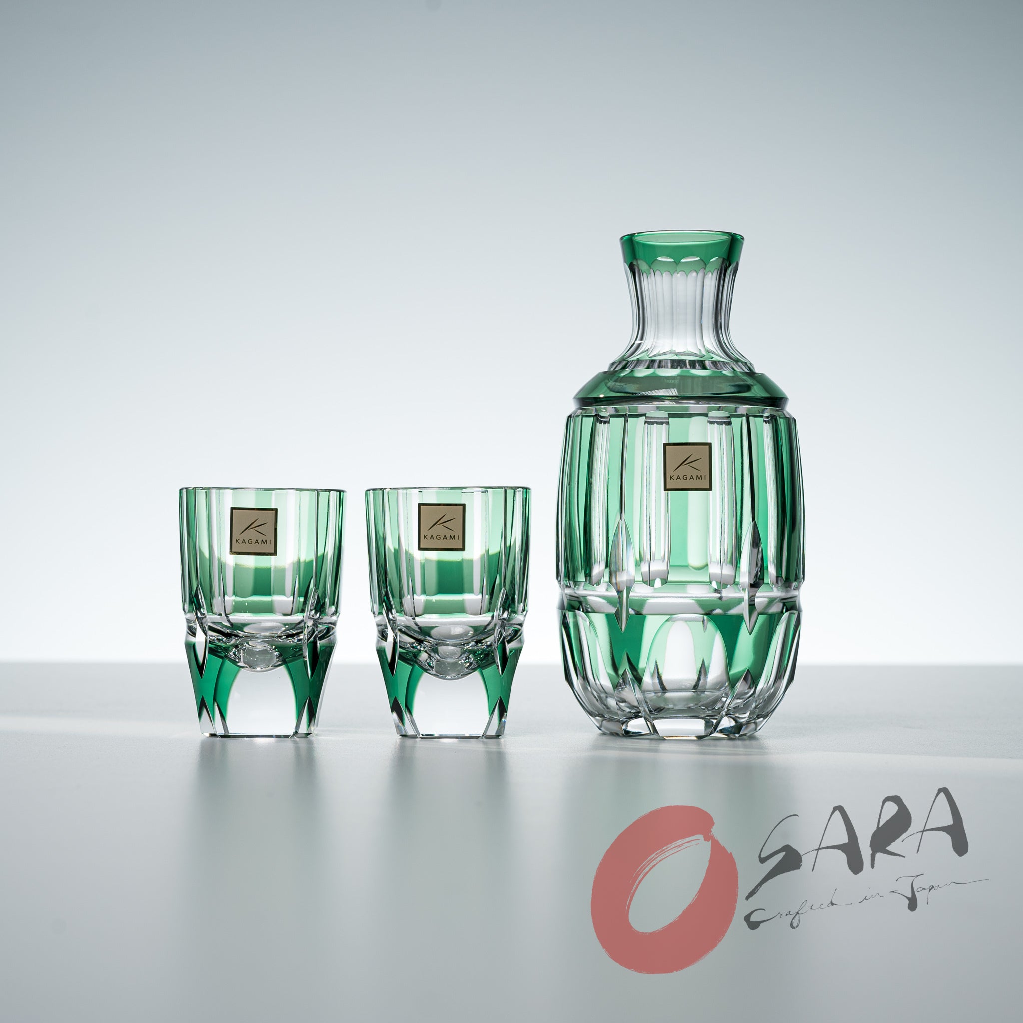 KAGAMI Crystal Edo-Kiriko Sake Set - Bamboo / 竹の膳 | Osara Australia