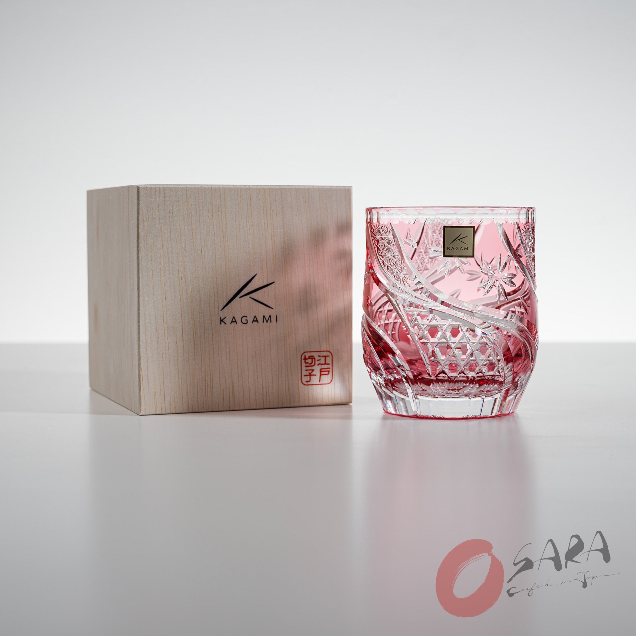 KAGAMI Crystal Edo-Kiriko Rock Glass - Floating Cherry Blossoms – Osara ...
