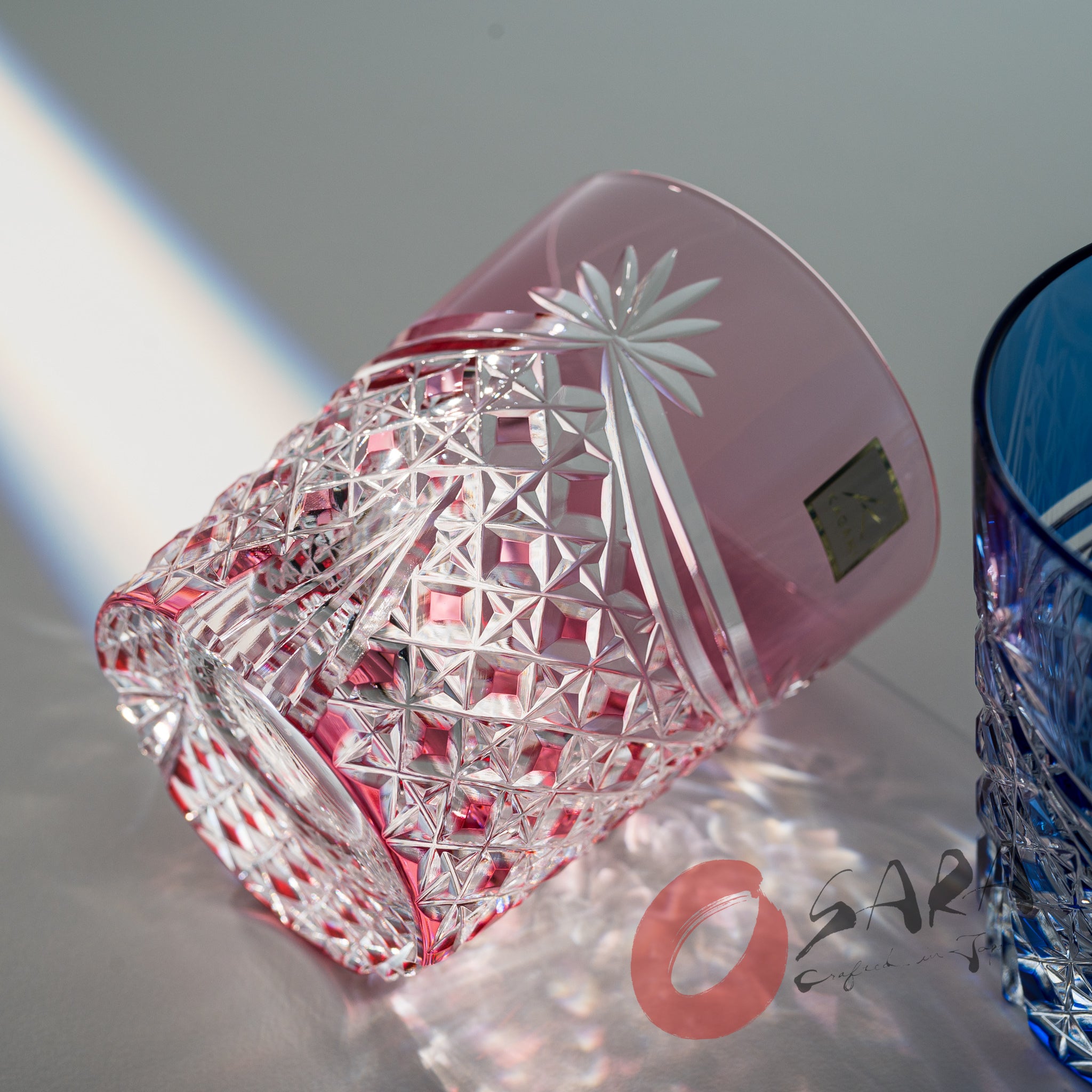 KAGAMI Crystal Edo-Kiriko Pair Whiskey Glass - 240 ml / Drape – Osara ...