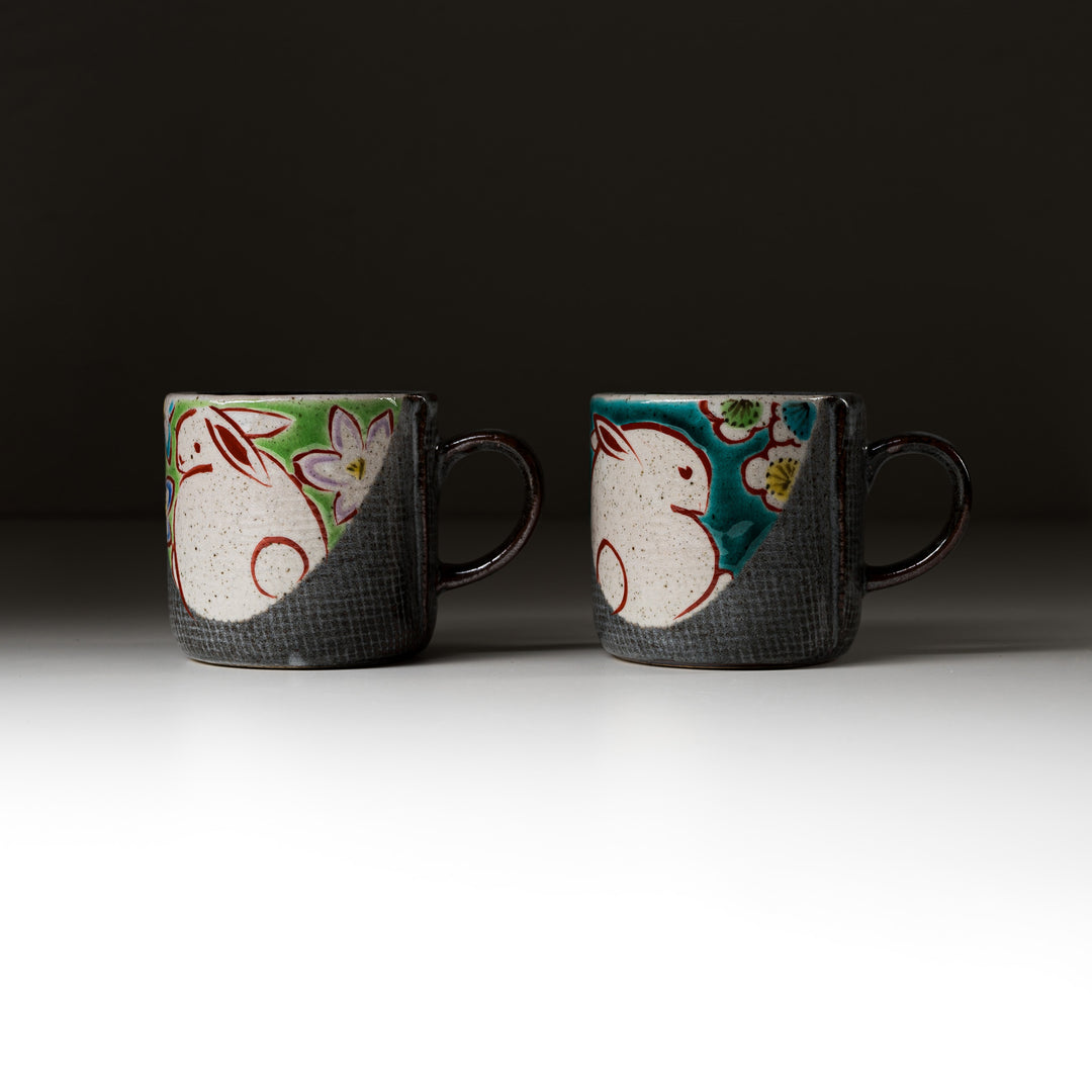 Kutani ware Pair Mug Cup - Rabbit / 九谷焼 ペアマグカップ | Crafted In Japan ...