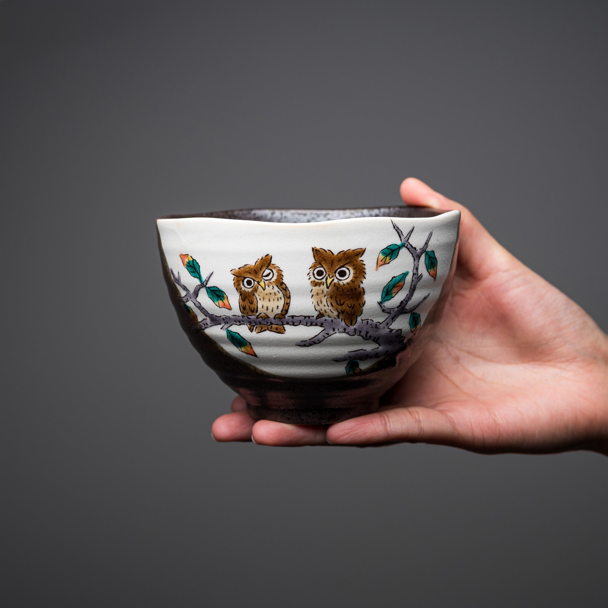Kutani ware Large Rice Bowl - Owl | Crafted In Japan / 九谷焼 茶碗 – Osara ...