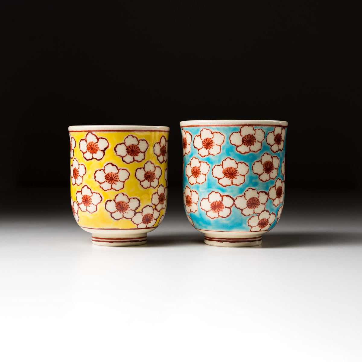 Kyo Kiyomizu Ware Hand made Pair Cup - Hanamon / 京焼・清水焼き – Osara Australia