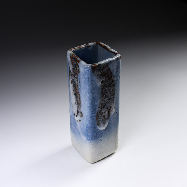 Ouji Kiln Blue Shino Vase with Wooden Box / 王子窯 青志野花入 – Osara Australia