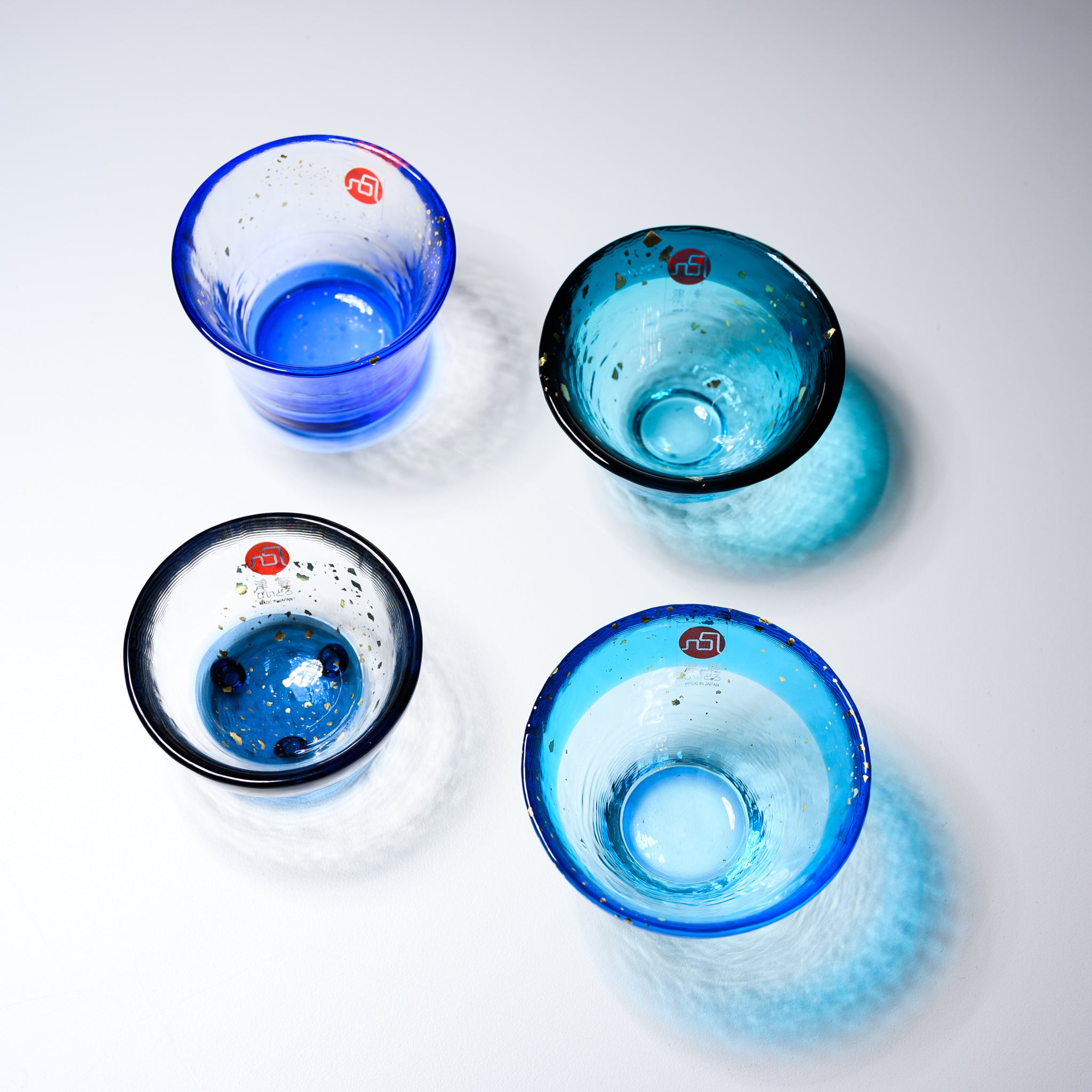 Tsugaru Vidro Glass Sake Cup Set of 4 – The Ocean of AOMORI / 津軽びいどろ「青 ...