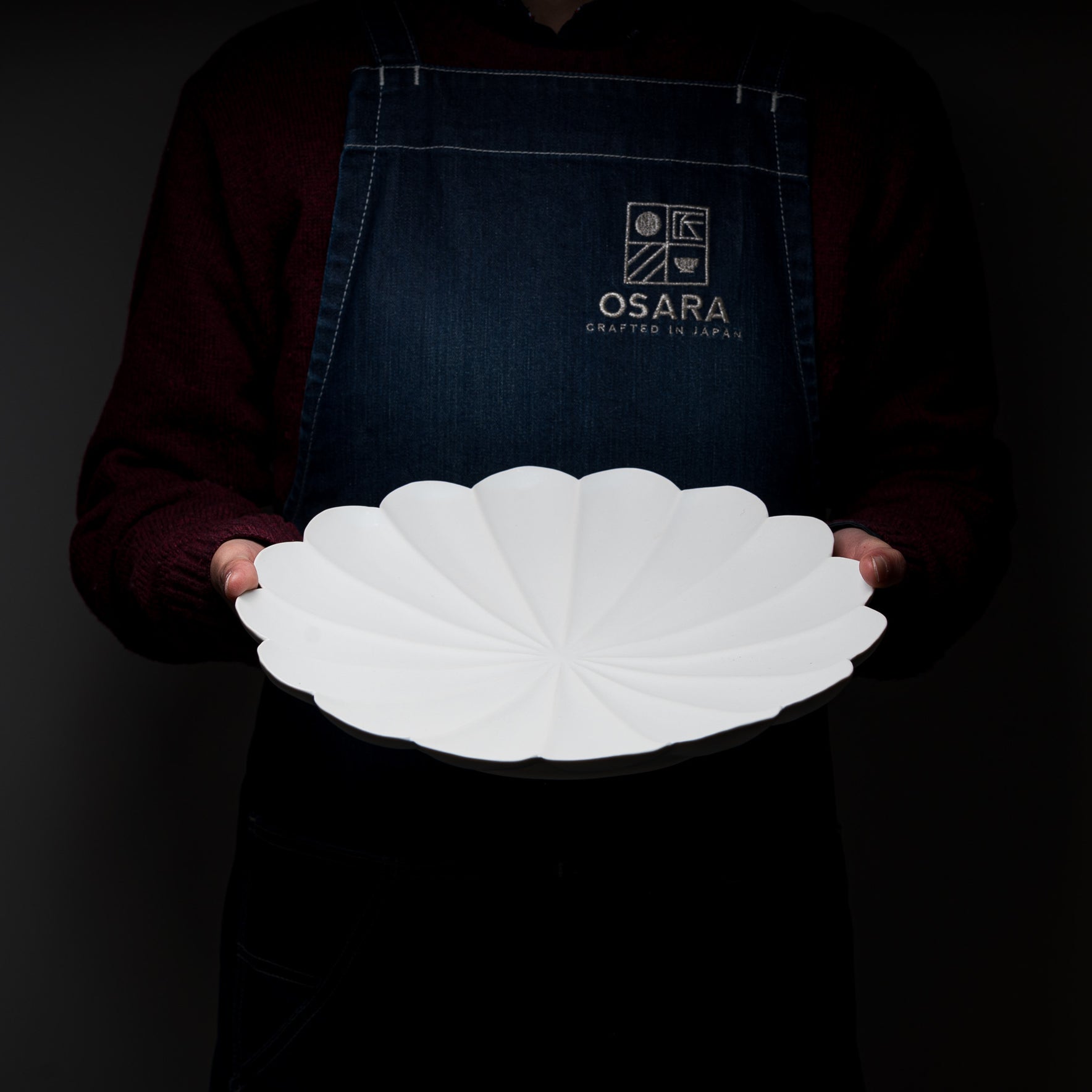 Usuki ware Handmade Rinka Large Plate - 29 cm | White | Crafted In ...