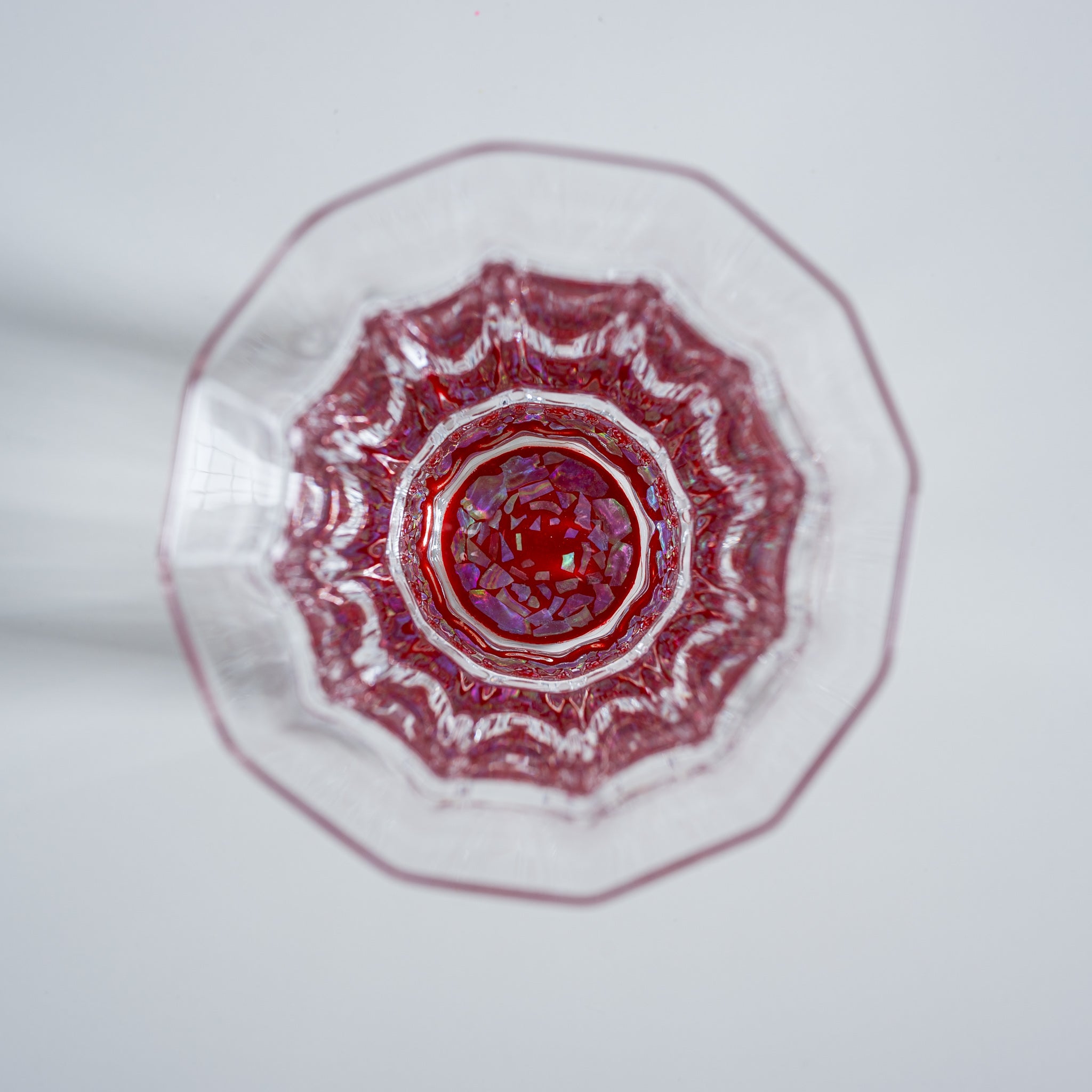AMANO Lacquer Mother-of-Pearl Sake Glass - Ruby 150 ml / 天野漆器 螺鈿ガラス ...