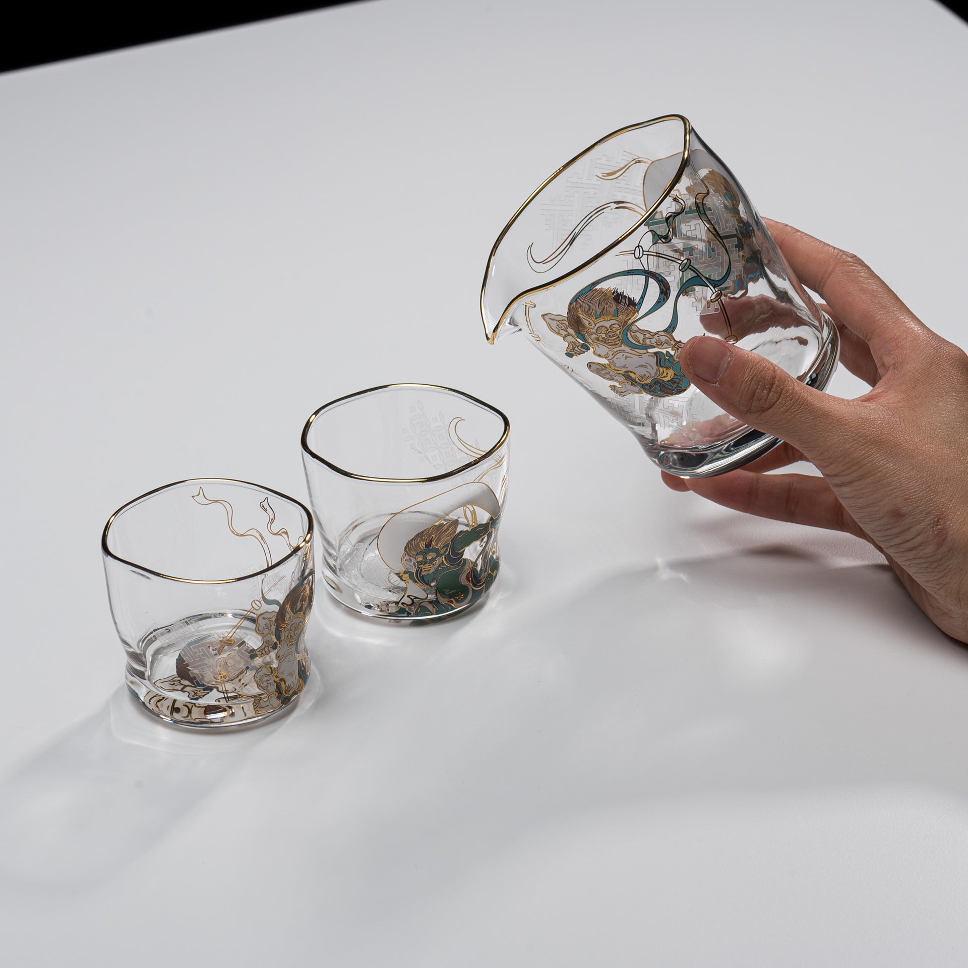 Fujin-Raijin Sake Set - 1 Jug and 2 Sake Glasses | Crafted In Japan ...