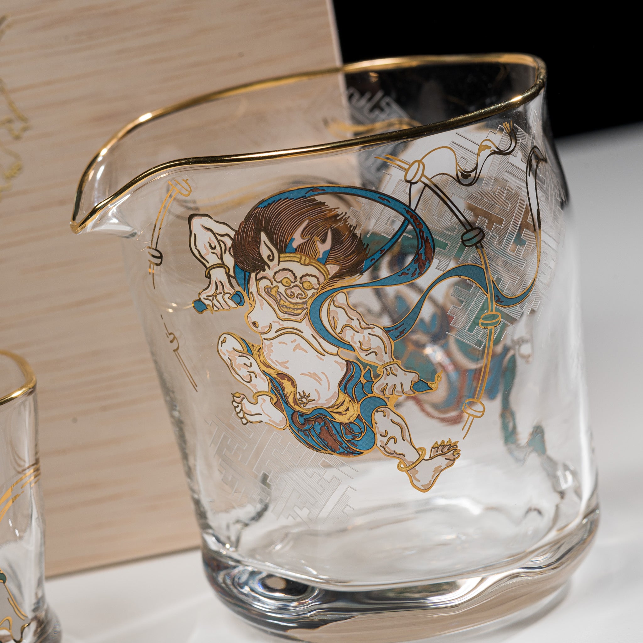 Fujin-Raijin Sake Set - 1 Jug and 2 Sake Glasses | Crafted In Japan ...