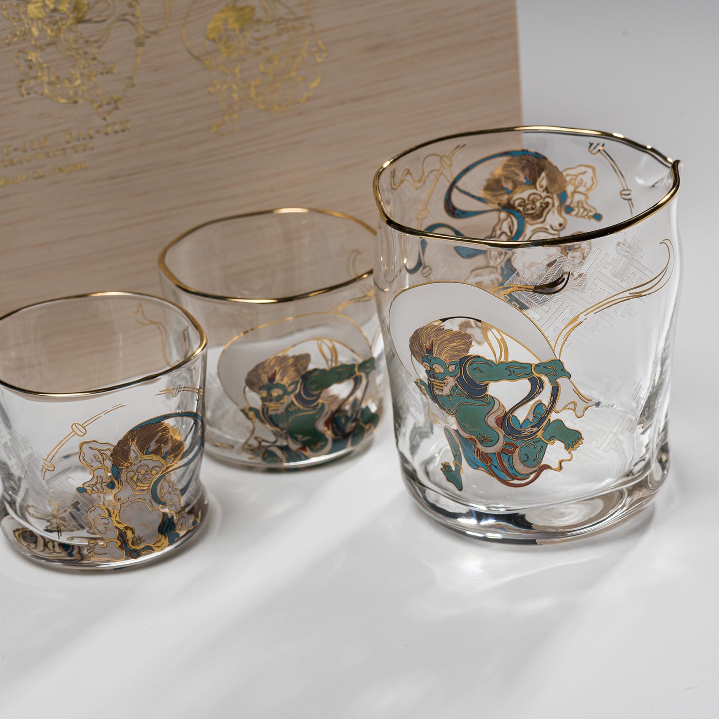 Fujin-Raijin Sake Set - 1 Jug and 2 Sake Glasses | Crafted In Japan ...
