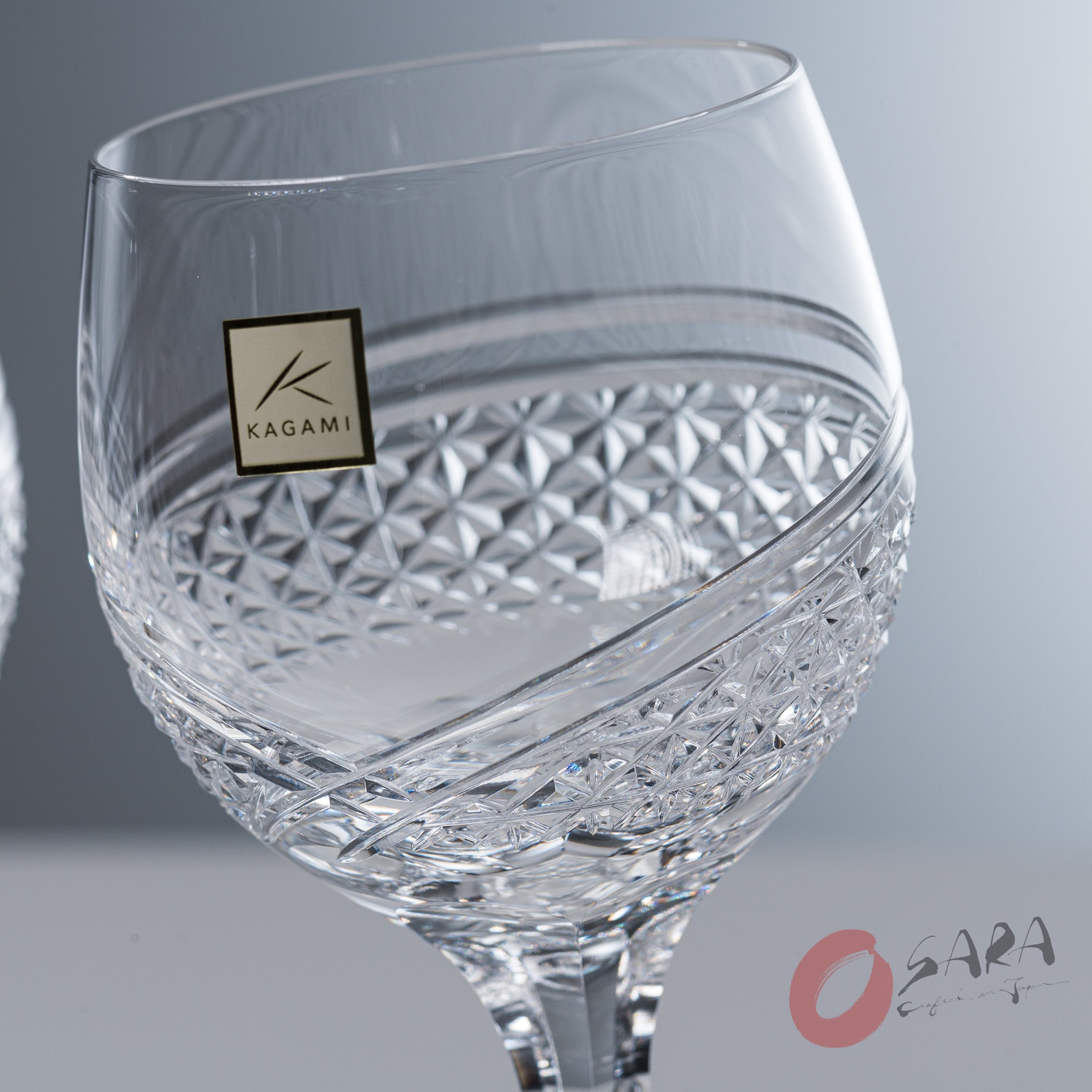 KAGAMI Crystal Japanese Handmade Pair Wine Glass - 250 ml – Osara Australia