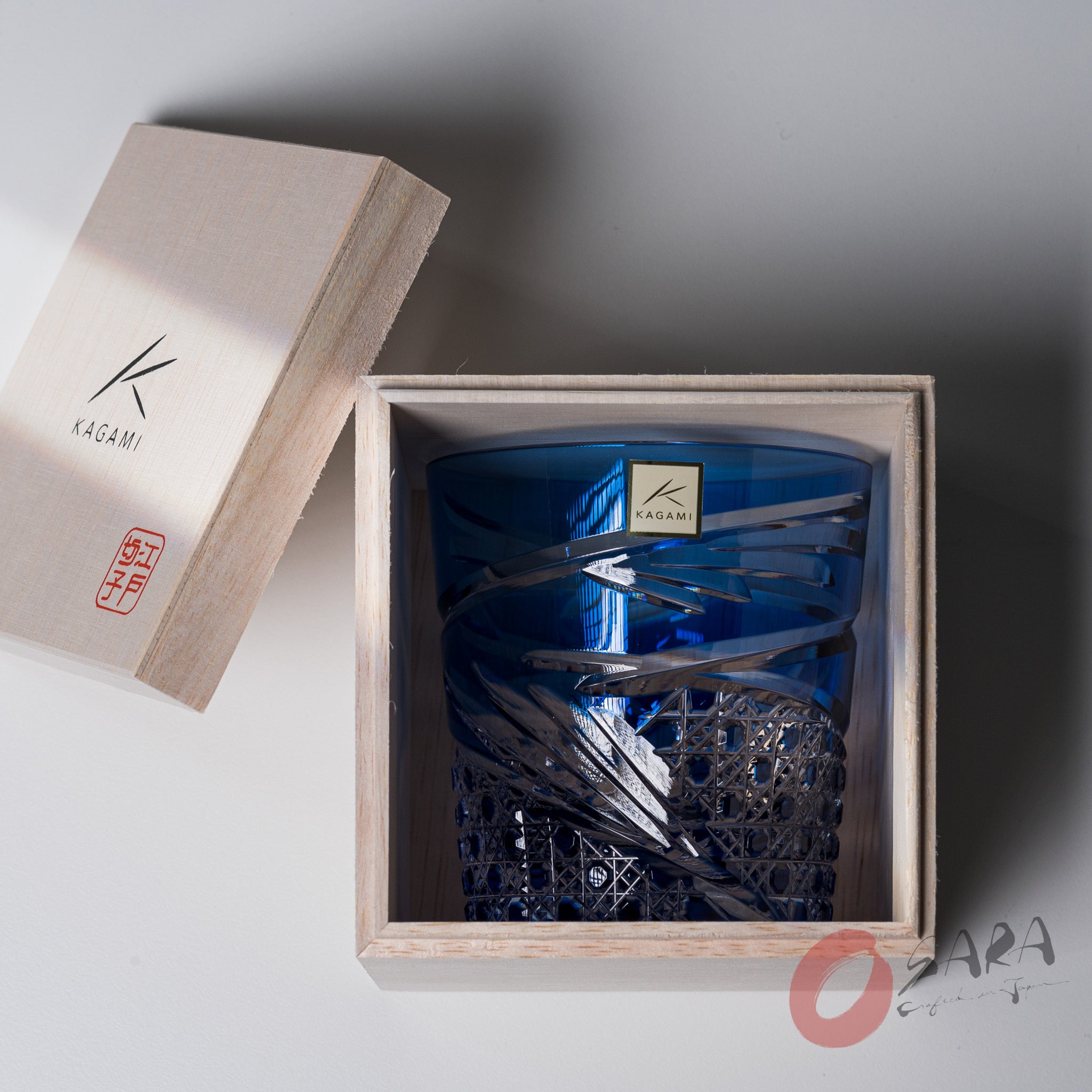 KAGAMI Crystal Edo-Kiriko Rock Glass - "Dance" Blue / 舞 – Osara Australia