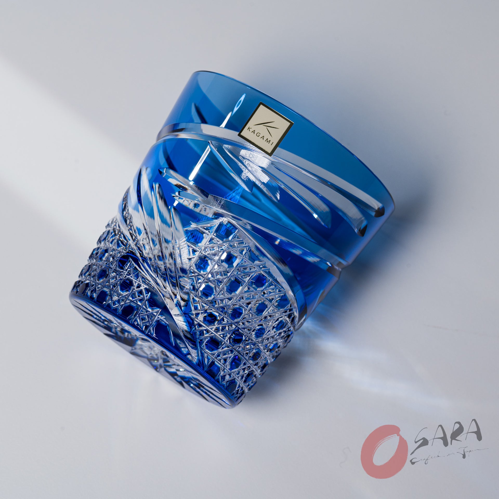 KAGAMI Crystal Edo-Kiriko Rock Glass - "Dance" Blue / 舞 – Osara Australia