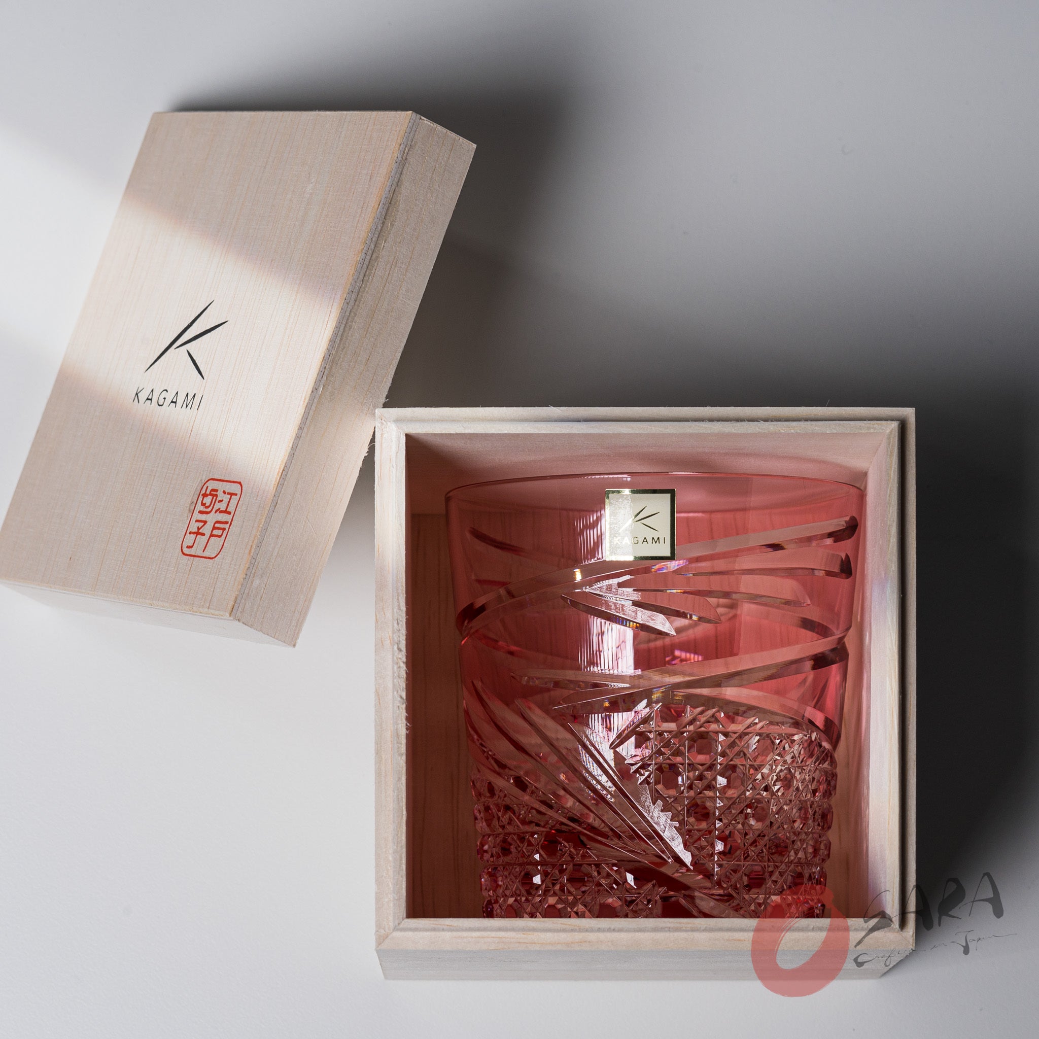 KAGAMI Crystal Edo-Kiriko Rock Glass - "Dance" Red / 舞 – Osara Australia