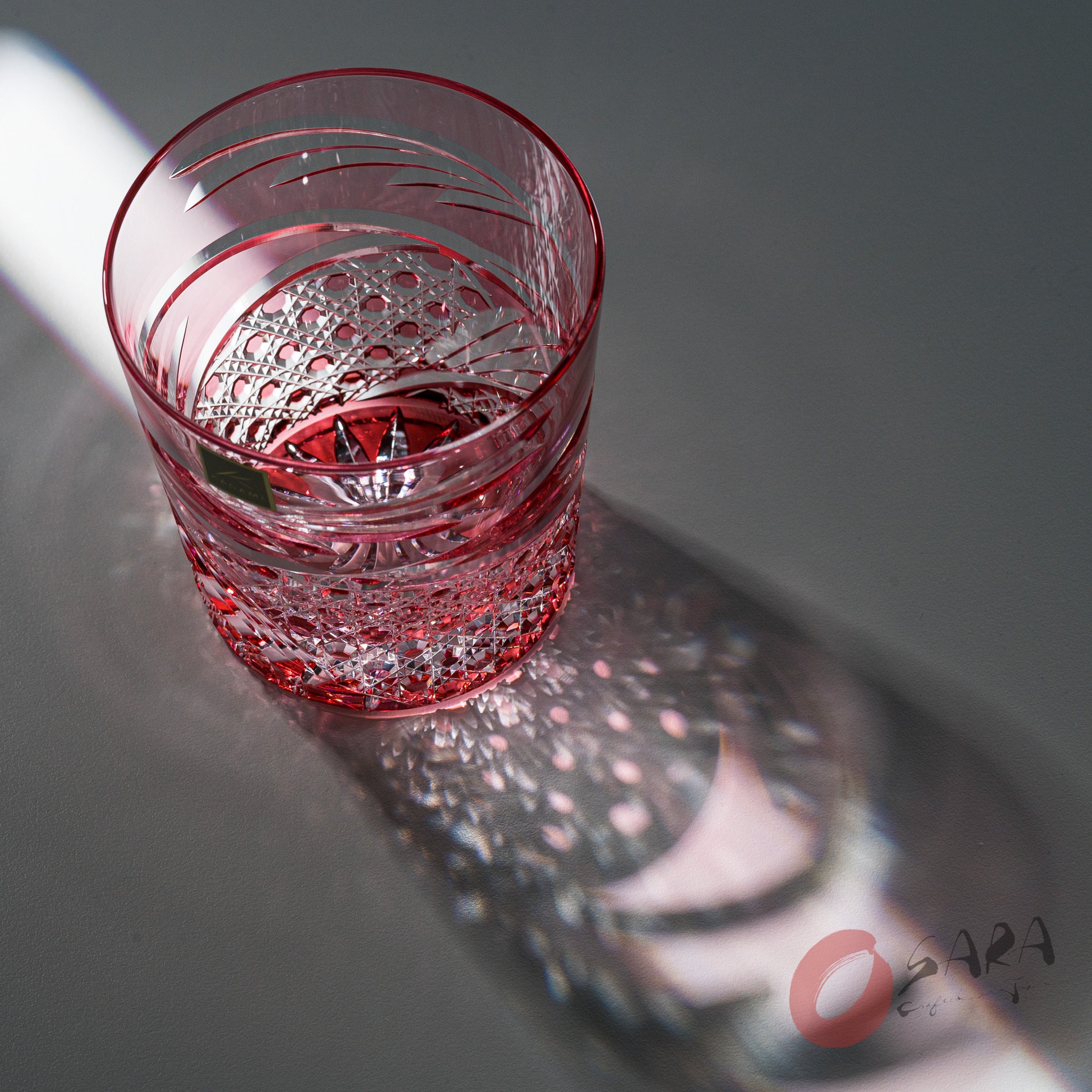 KAGAMI Crystal Edo-Kiriko Rock Glass - "Dance" Red / 舞 – Osara Australia