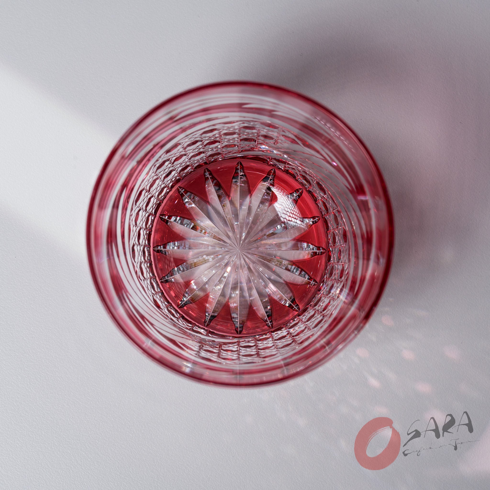 KAGAMI Crystal Edo-Kiriko Rock Glass - "Dance" Red / 舞 – Osara Australia