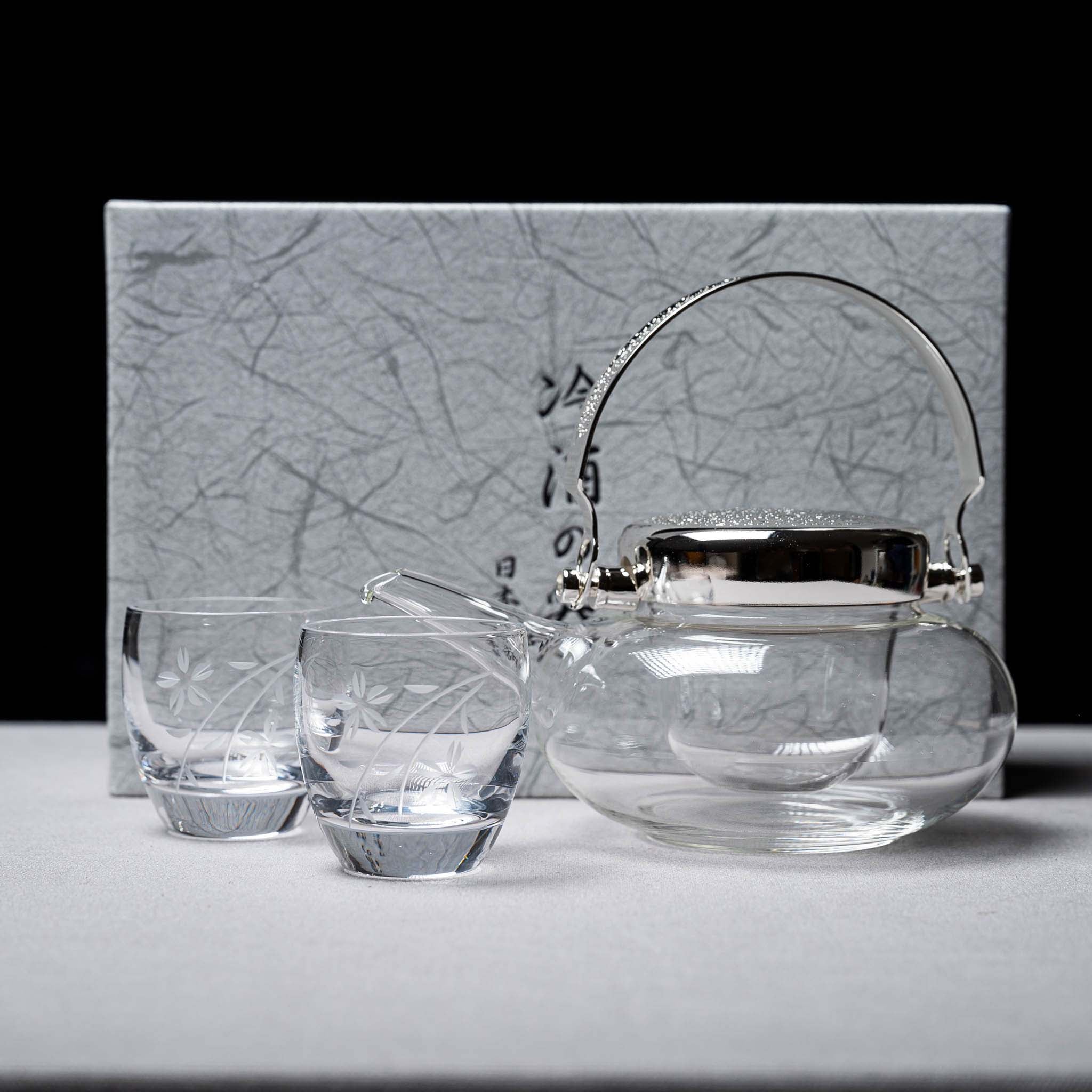 Clear Cold Sake Set - 1 Kettle With 2 Sake Cups | Crafted in Japan ...