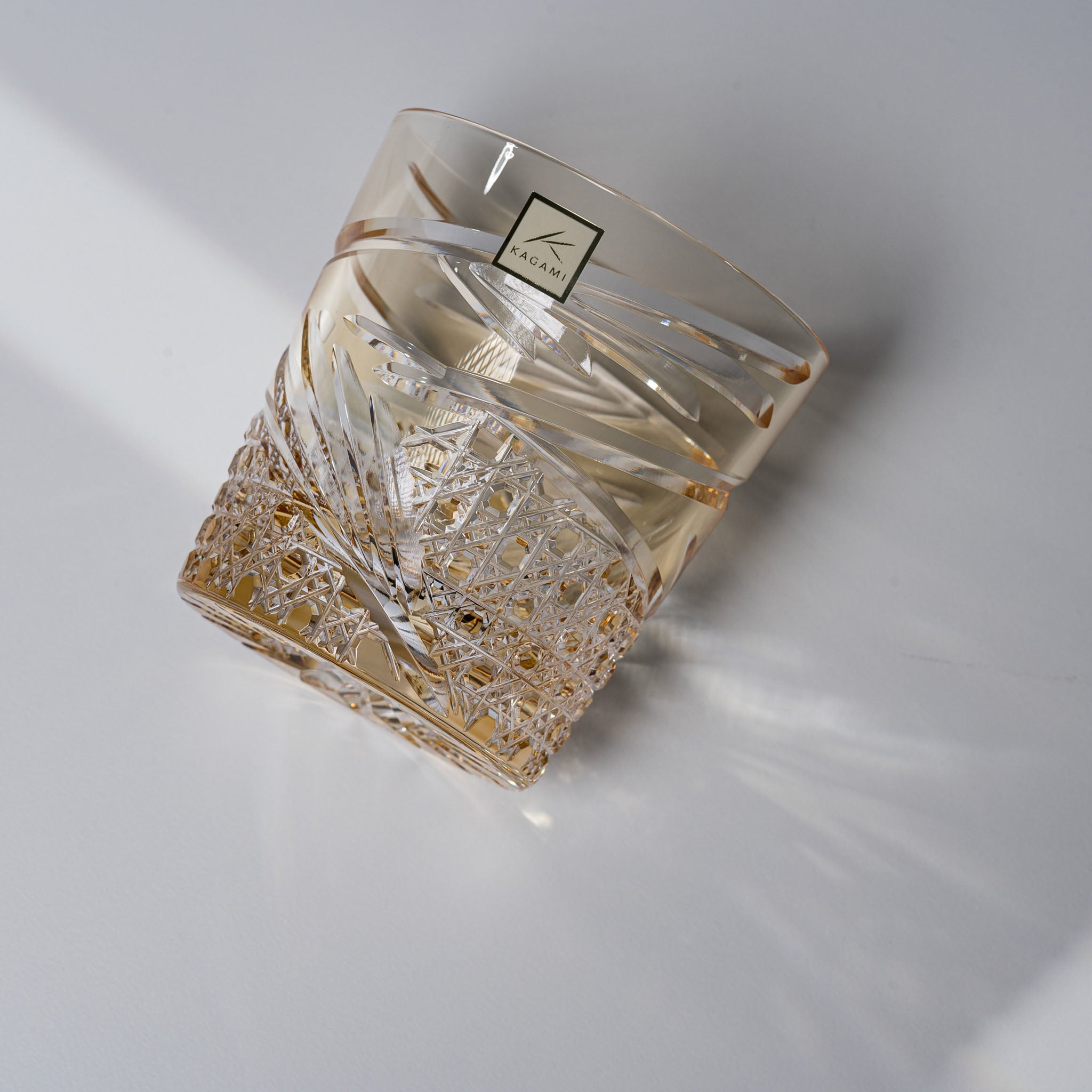 KAGAMI Crystal Edo-Kiriko Rock Glass - "Dance" Yellow / 舞 – Osara Australia